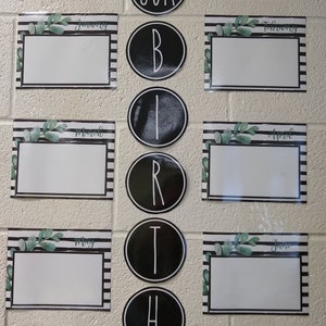 Farmhouse Classroom Decor Black & White Birthday Bulletin Board Display ...