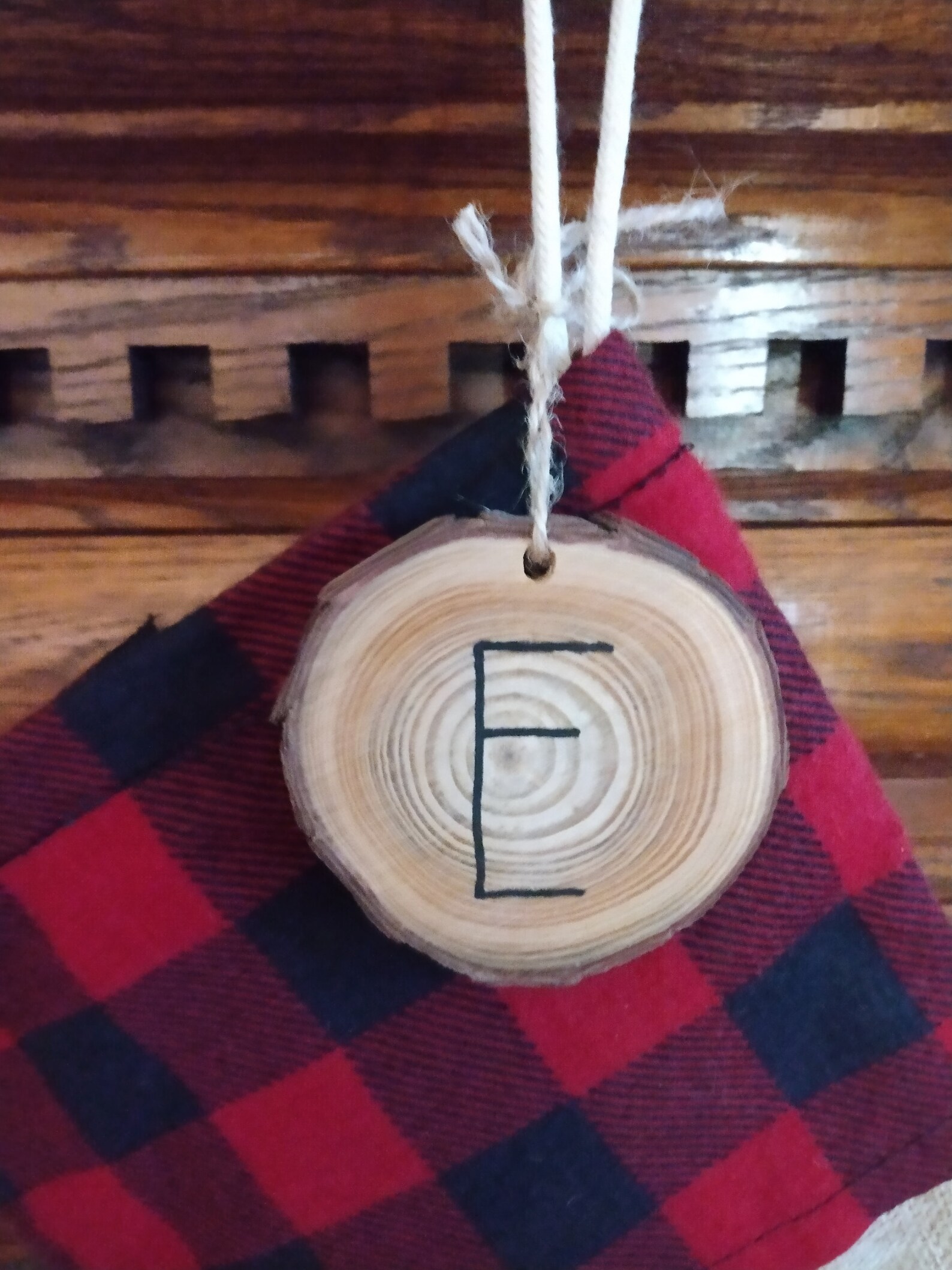 Rustic Stocking Tag Wood Slice Letter Tag Country Christmas - Etsy