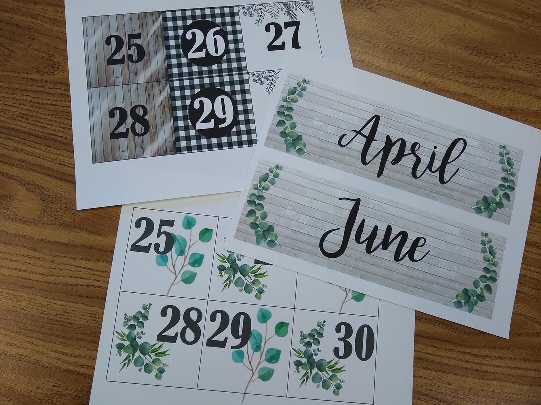Farmhouse Classroom Calendar Cards Rustic Classroom Theme Bulletin ...