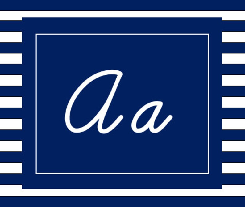 Navy ABC Classroom Display in Script Printable Alphabet Cards - Etsy
