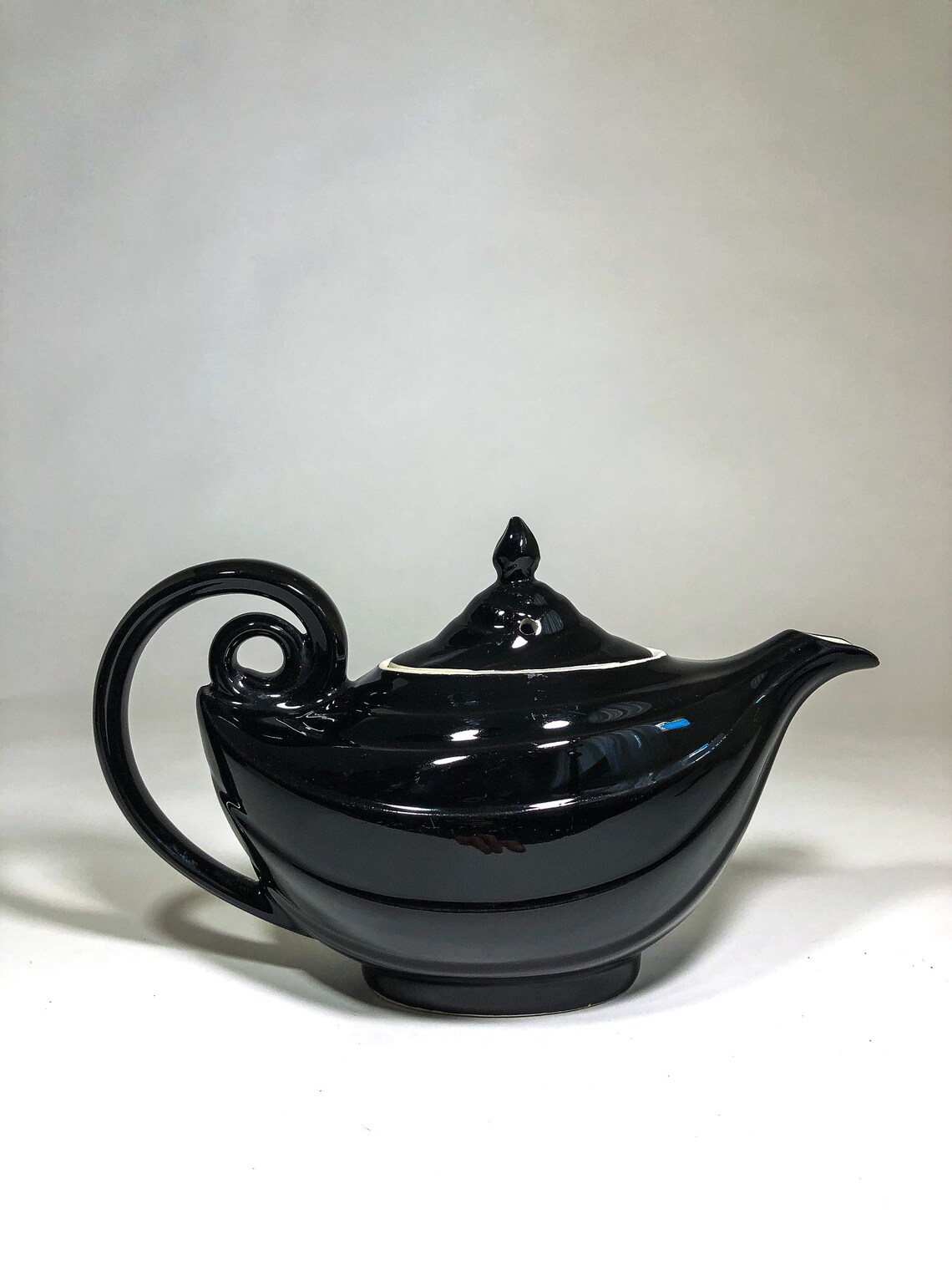 Black Ceramic Aladdin Genie Lamp Shaped Tea Pot Collectible - Etsy