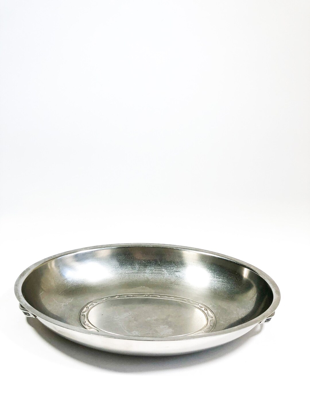 Stainless Steel Metal Serving Dish With Etched Designs and Side Handles ...