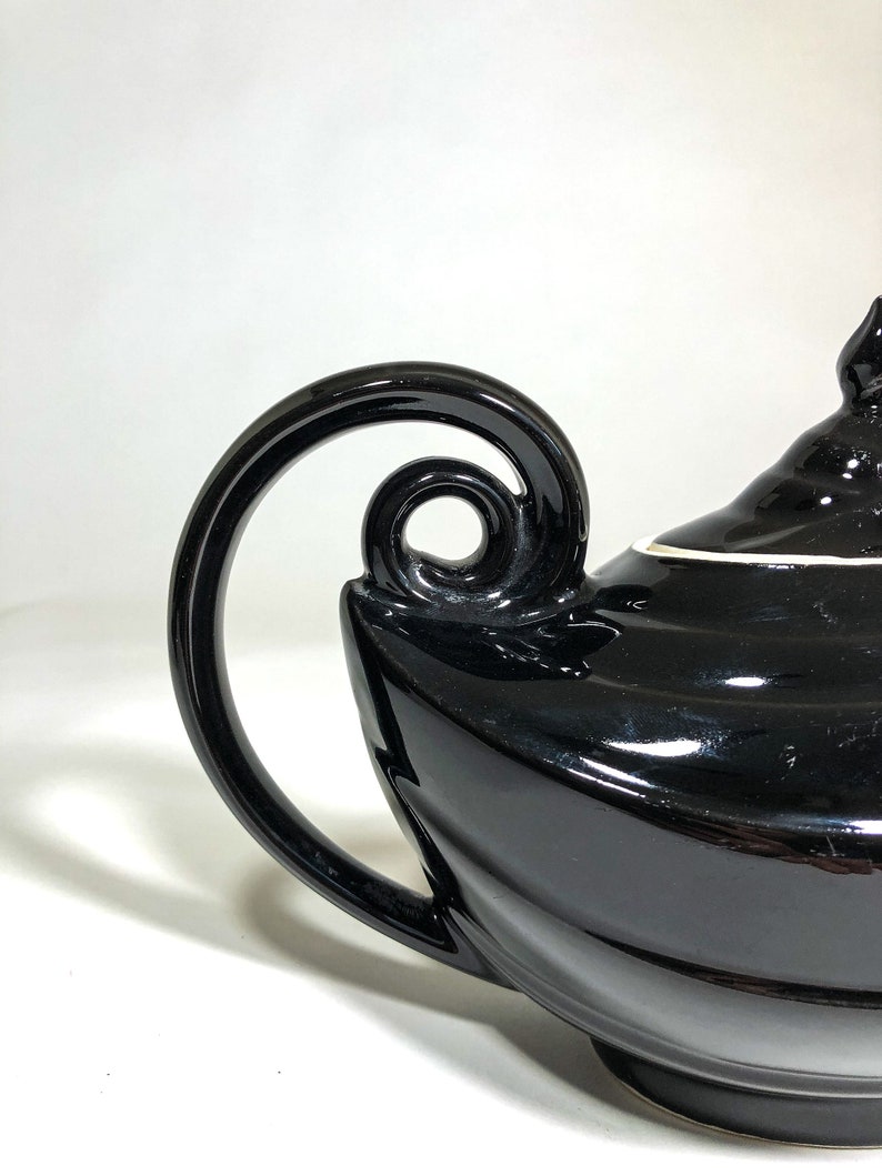 Black Ceramic Aladdin Genie Lamp Shaped Tea Pot Collectible - Etsy