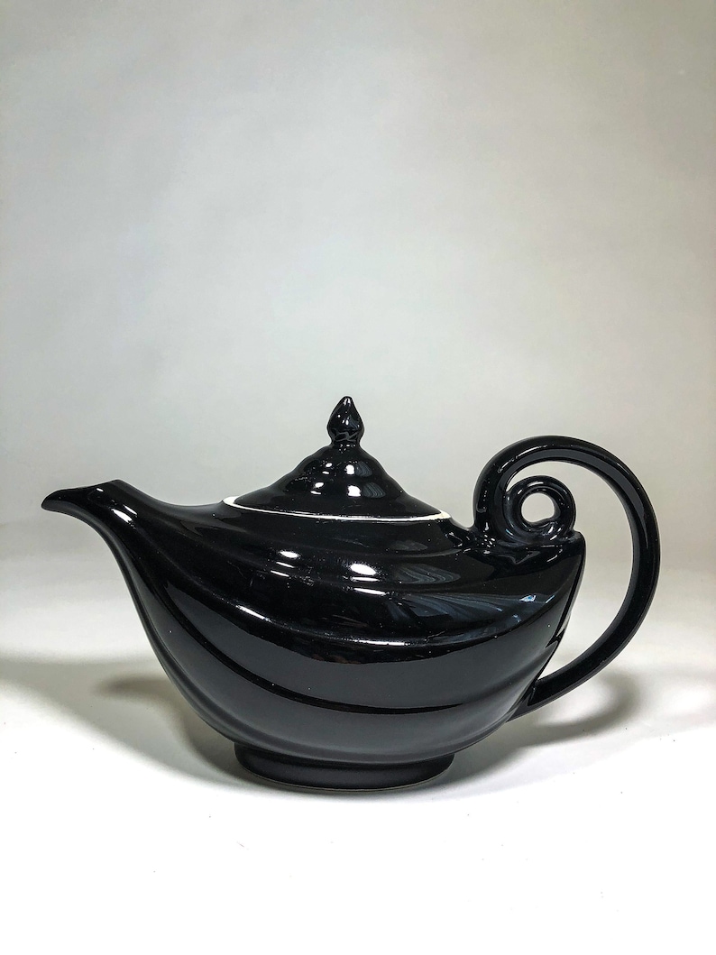Black Ceramic Aladdin Genie Lamp Shaped Tea Pot Collectible - Etsy