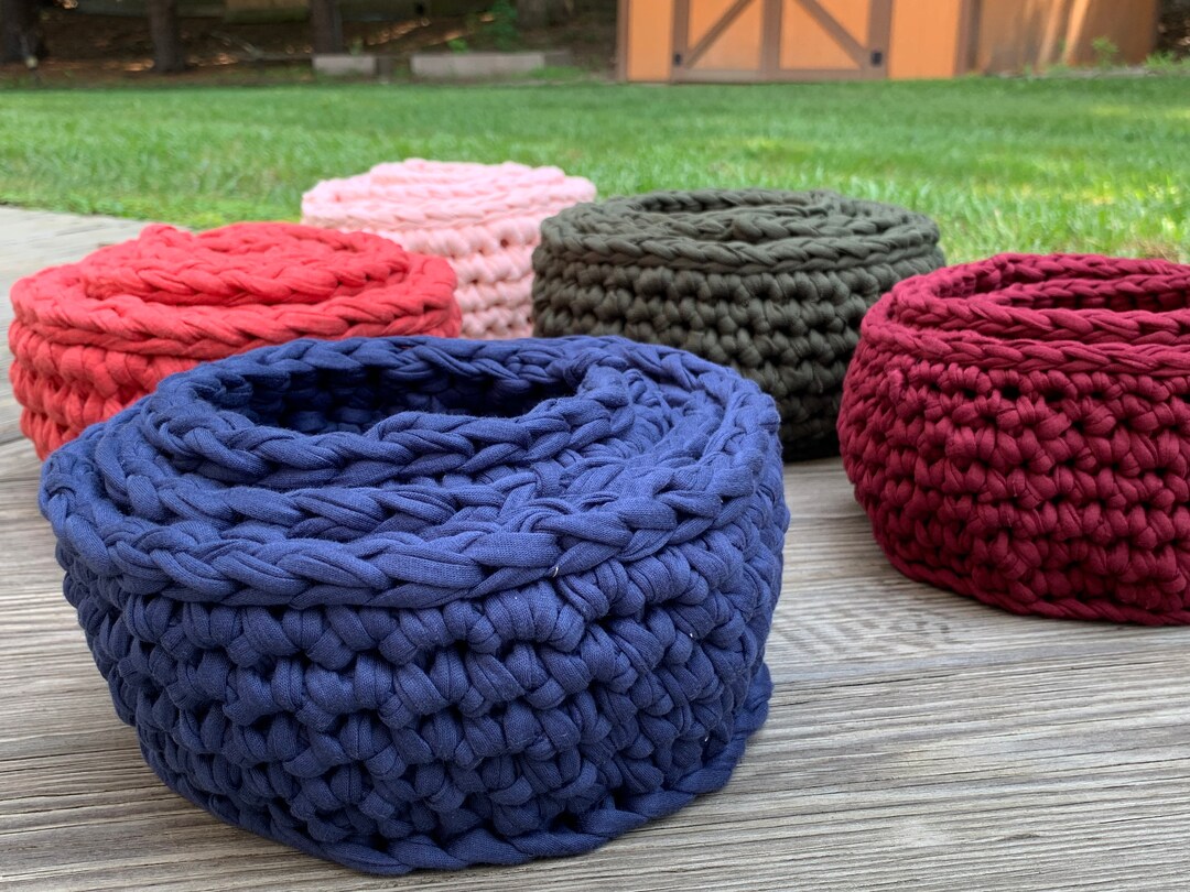 Crocheted Basket Set of 3 Elegantly Modern & Handmade - Etsy
