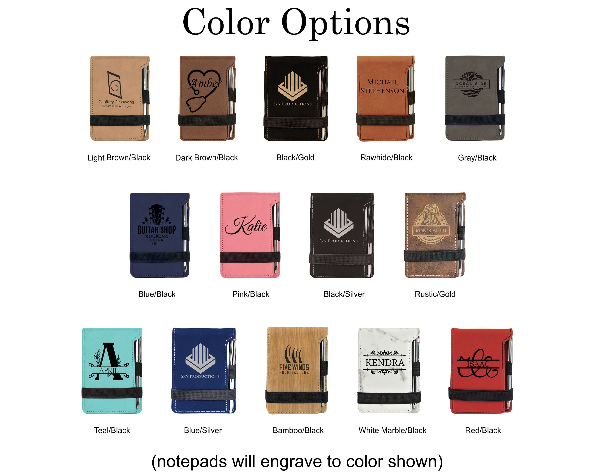 Personalized Leatherette Pocket Notepad With Miniature Pen, Custom ...