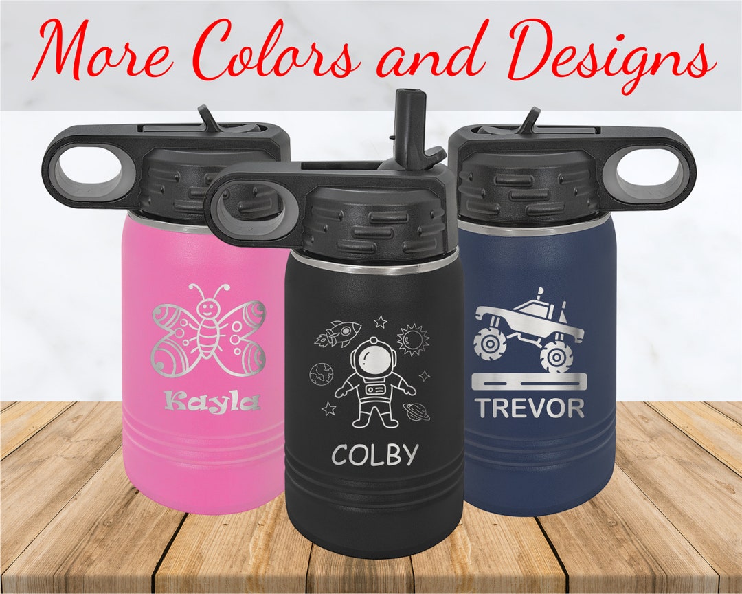 Kids Personalized 12 Oz Stainless Steel Water Bottle With Flip Top Lid ...