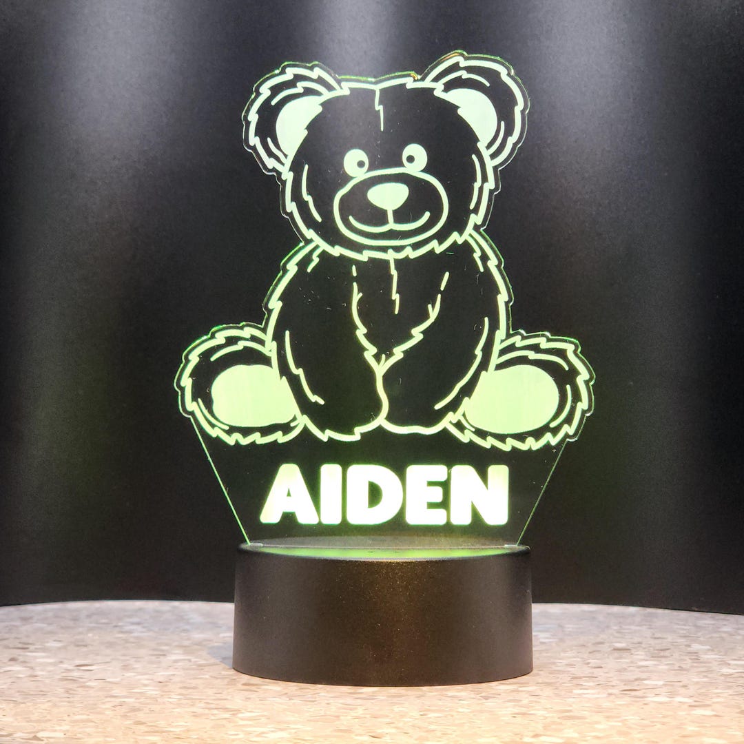 Personalized Teddy Bear Night Light Custom Bear Table Lamp Remote LED ...