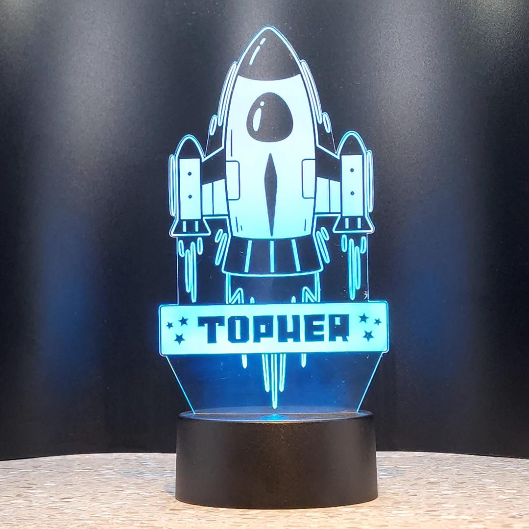 Personalized Rocket Ship Light Name Custom Spaceship LED Outer Space ...