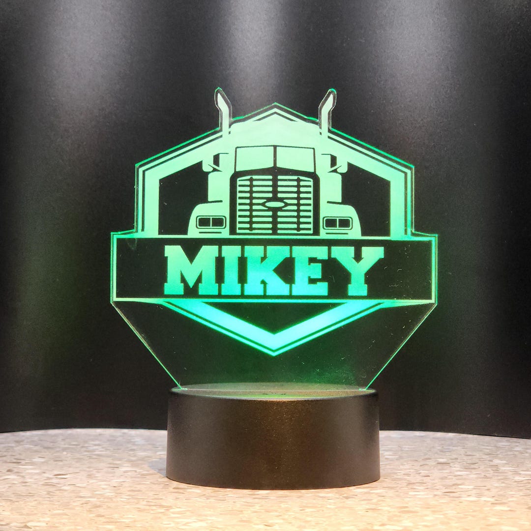 Personalized Truck Night Light Custom 18 Wheeler Table Lamp Remote ...
