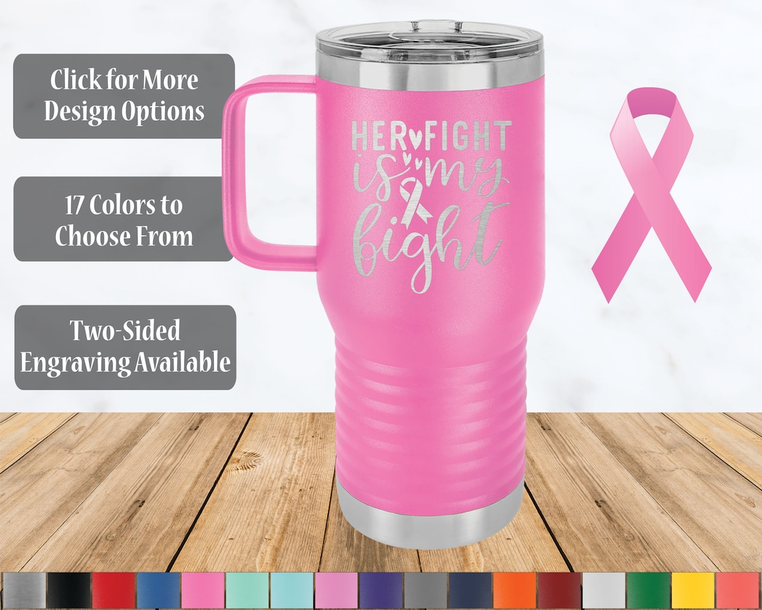 Personalized 20 Oz Breast Cancer Awareness Mug With Handle, Custom ...