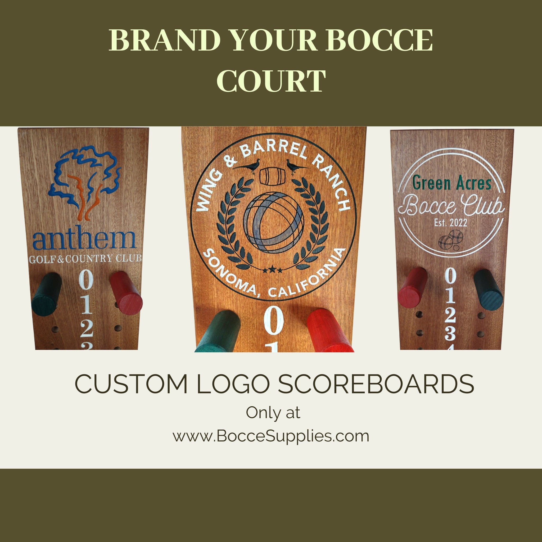 Personalized Bocce Scoreboard Custom Logo Engraved XL Size Stylish ...