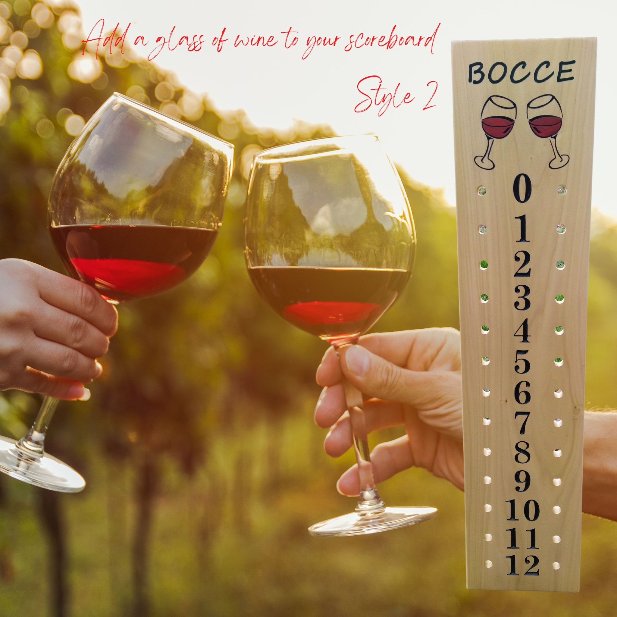 Bocce Scoreboard | Wine Glasses Engraved Image | Cornhole | Backyard ...