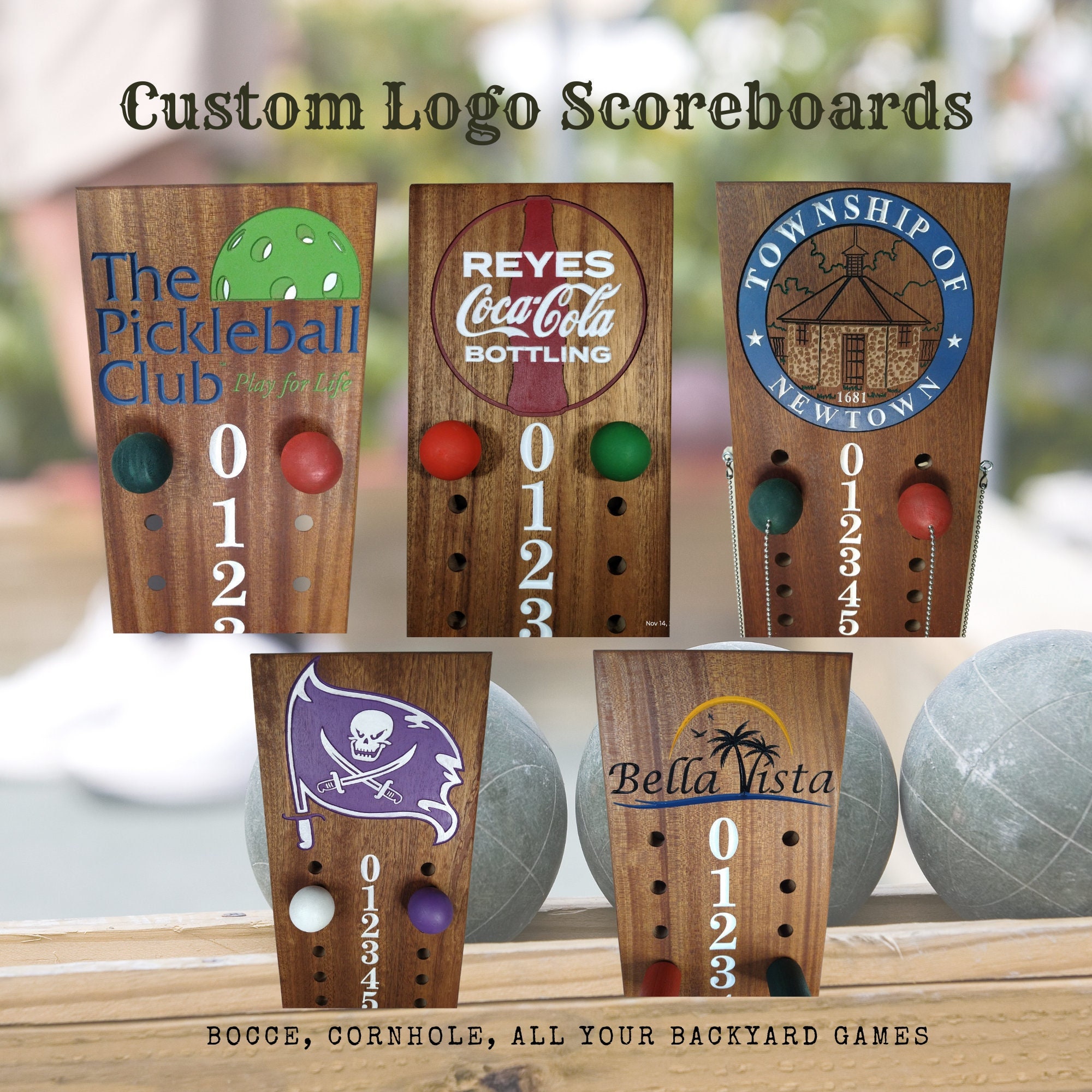 Personalized Bocce Scoreboard | Custom Logo Engraved | XL Size ...