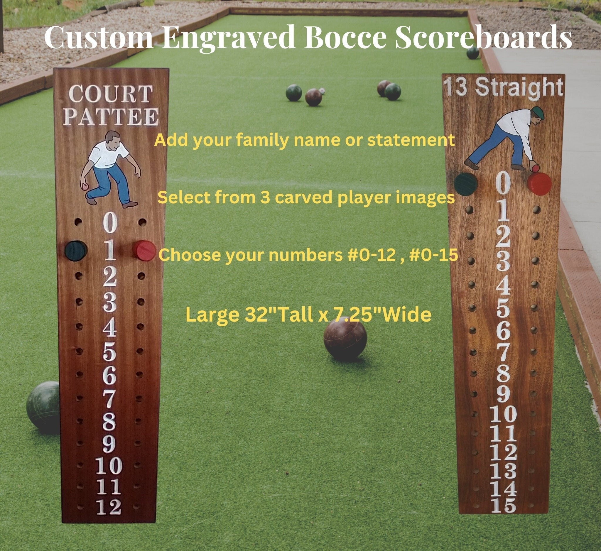Personalized Bocce Scoreboard: Engraved Mahogany. - Etsy