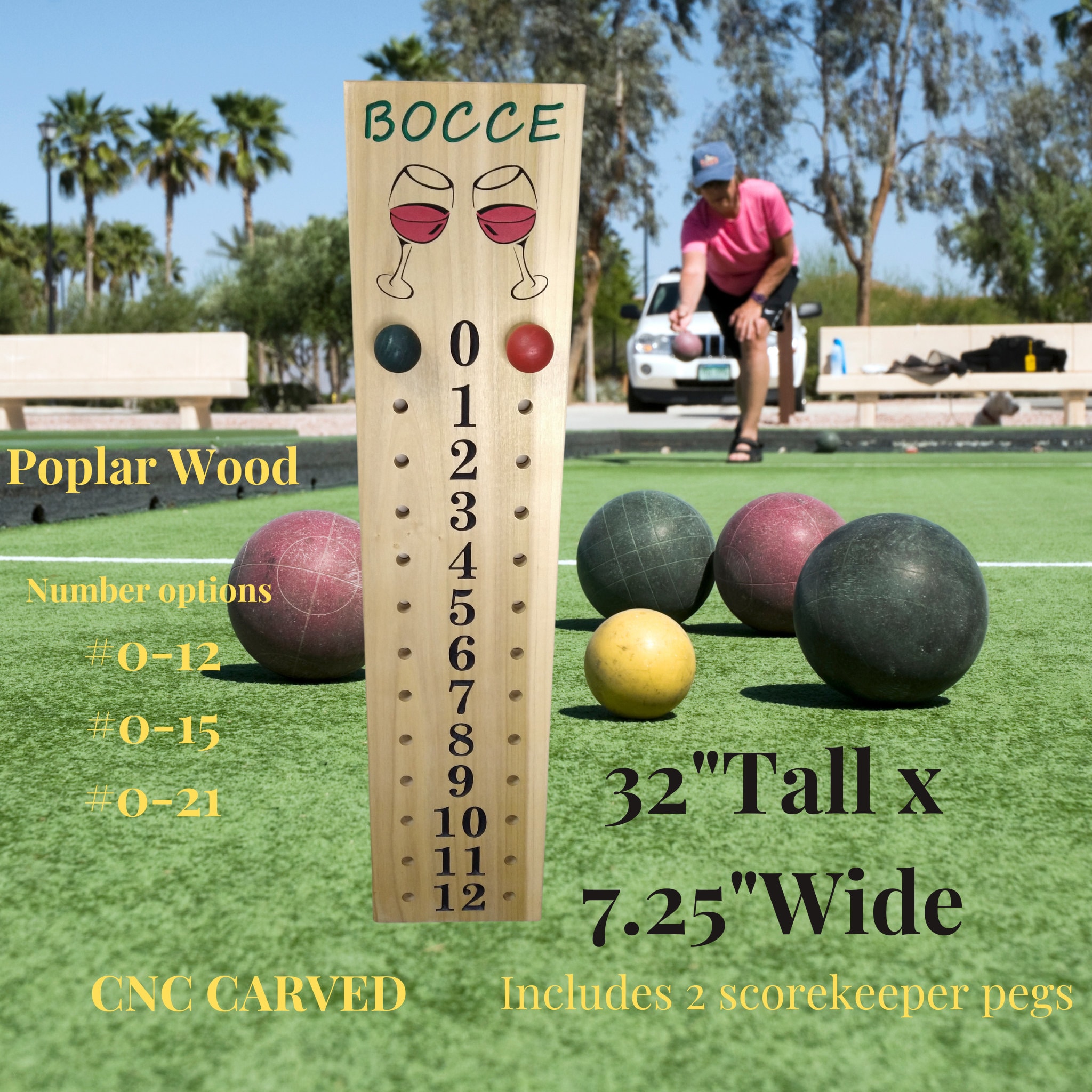 Bocce Scoreboard Wine Glasses Engraved Image Cornhole Backyard Sports ...