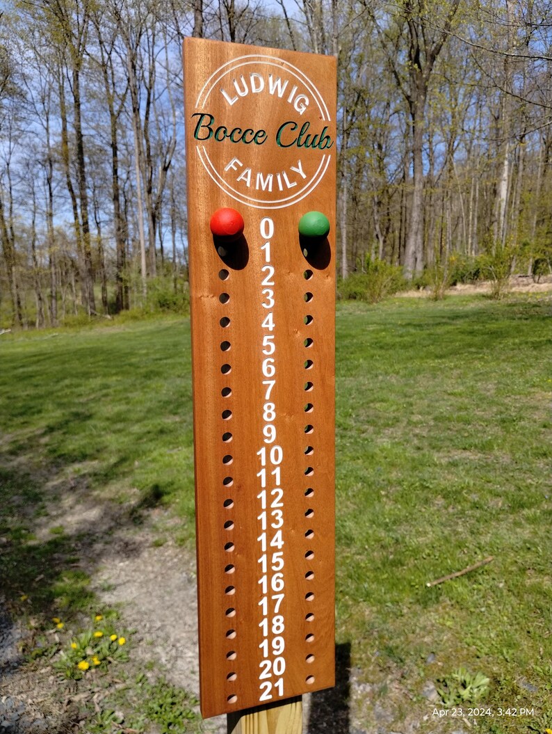 Personalized Bocce Scoreboard: Engraved Family Name, Teak Oil Finish - Etsy