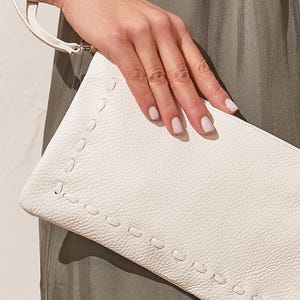 White Clutch Bag, Leather Clutch With Handle, White Evening Bag ...