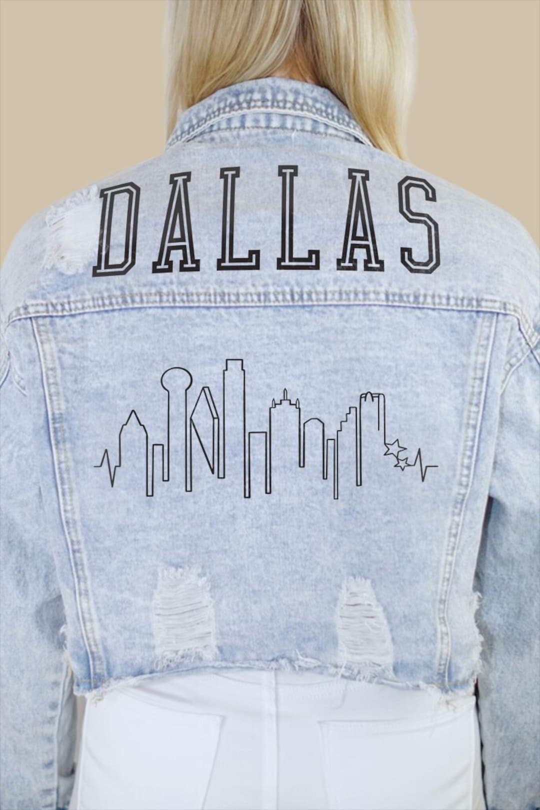 Dallas Skyline Denim Jacket - Etsy