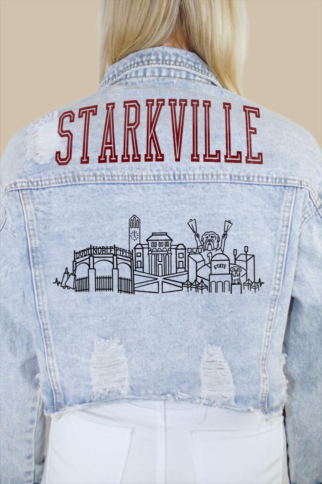 Mississippi State University Campus Skyline Denim Jacket - Etsy