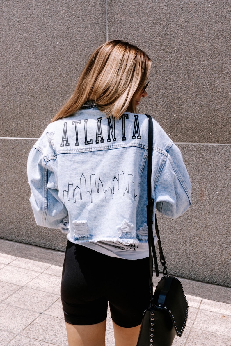 Atlanta Skyline Denim Jacket - Etsy