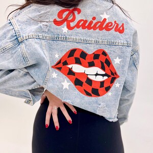 Texas Tech Checkered Lips Print Denim Jacket - Etsy