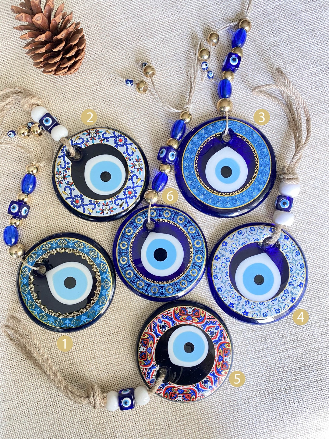 Stain Glass Round Blue Nazar Amulet, Christmas Ornament Eye, Greece ...