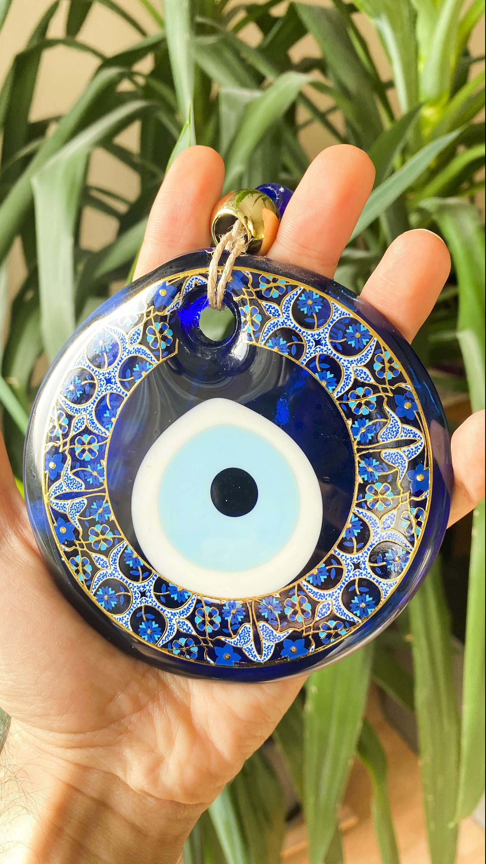 Large Round Blue Painted Nazar Amulet Evil Eye Stain Glass - Etsy