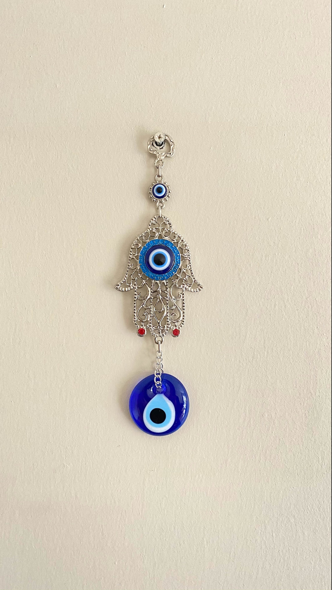 Hamsa Hand of Fatima Evil Eye Protection Charm Wall Hanging Decor ...