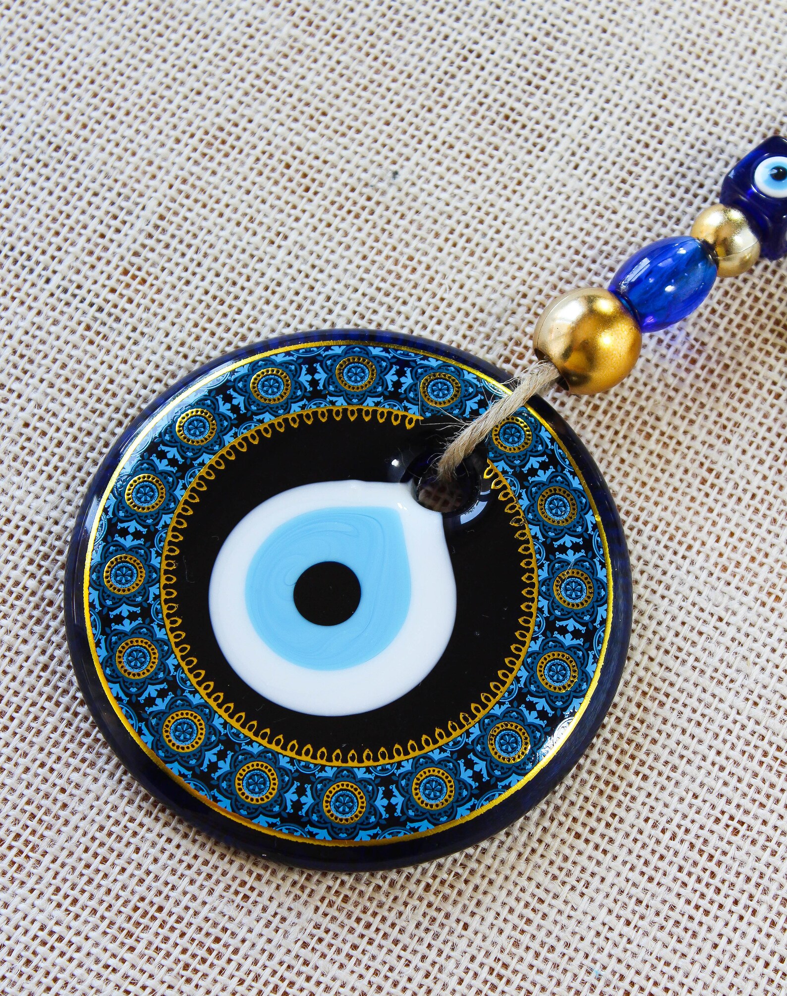 Stain Glass Round Blue Nazar Amulet, Christmas Ornament Eye, Greece ...