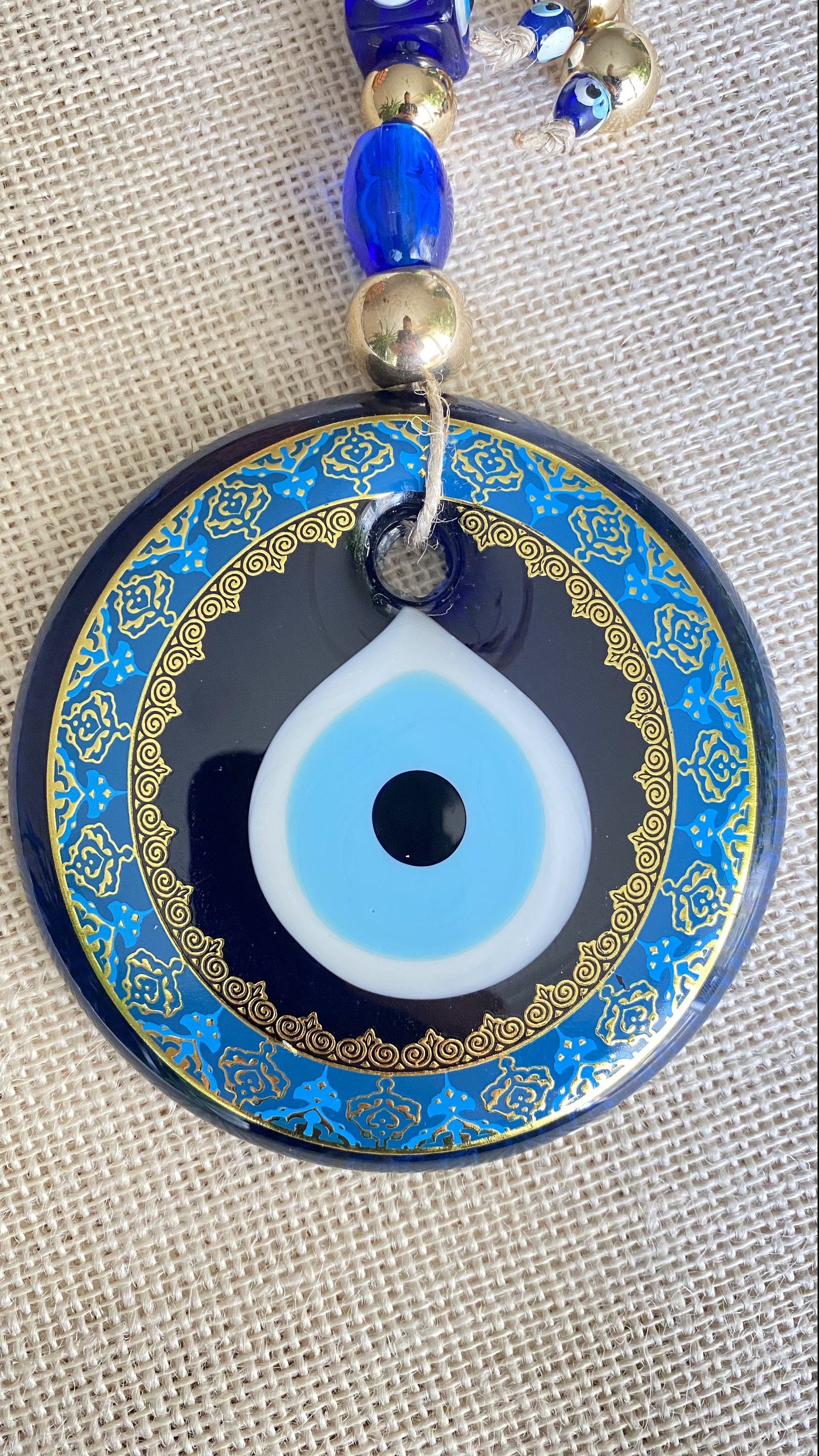 Stain Glass Round Blue Nazar Amulet, Christmas Ornament Eye, Greece ...