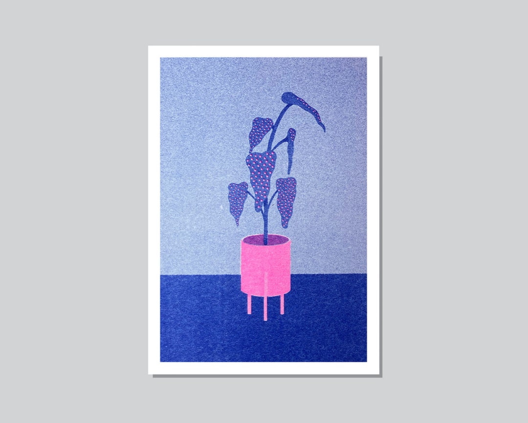 Riso Print Size A6 Wall Art Plants and Flowers Begonia - Etsy