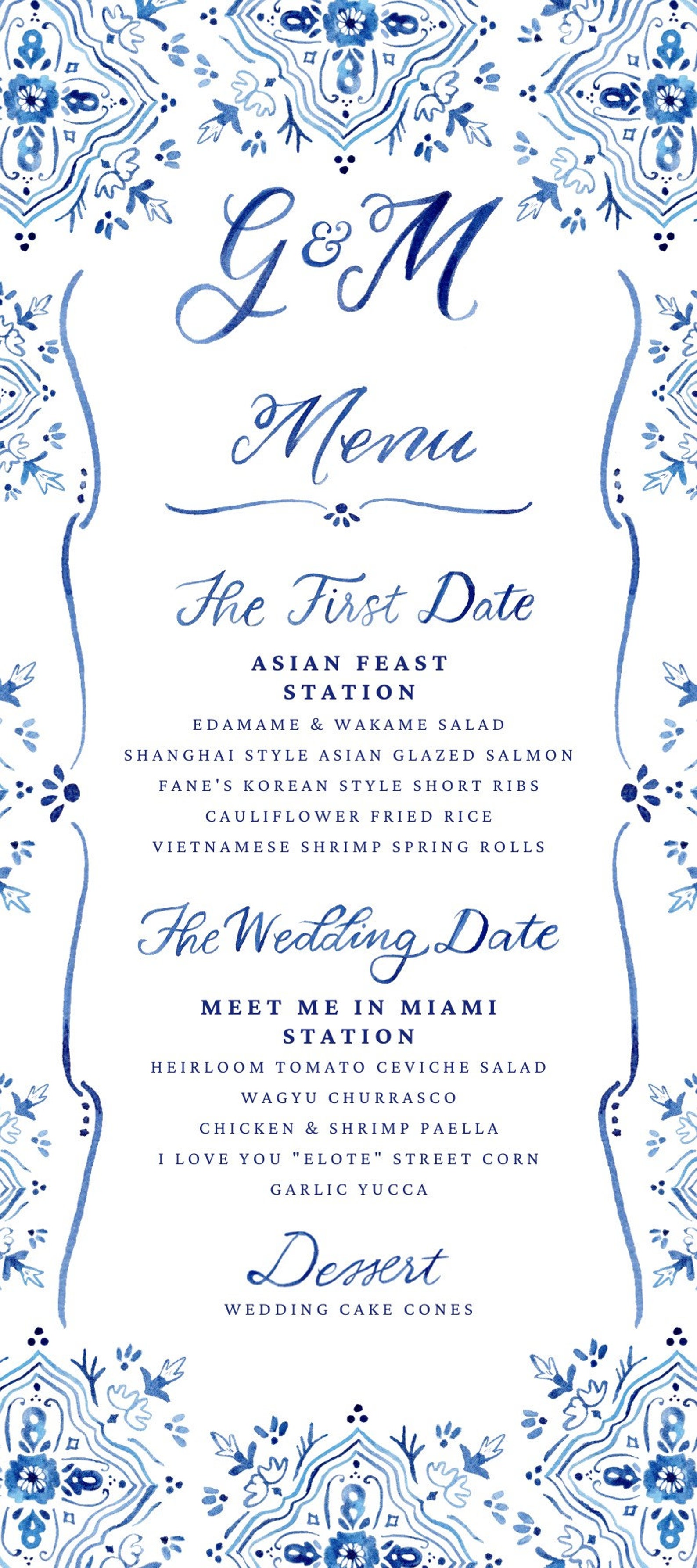 Watercolor Wedding Menu - Etsy