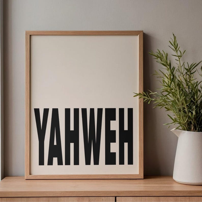 YAHWEH Christian Poster, Minimalist Christian God YHWH Elohim Neutral ...