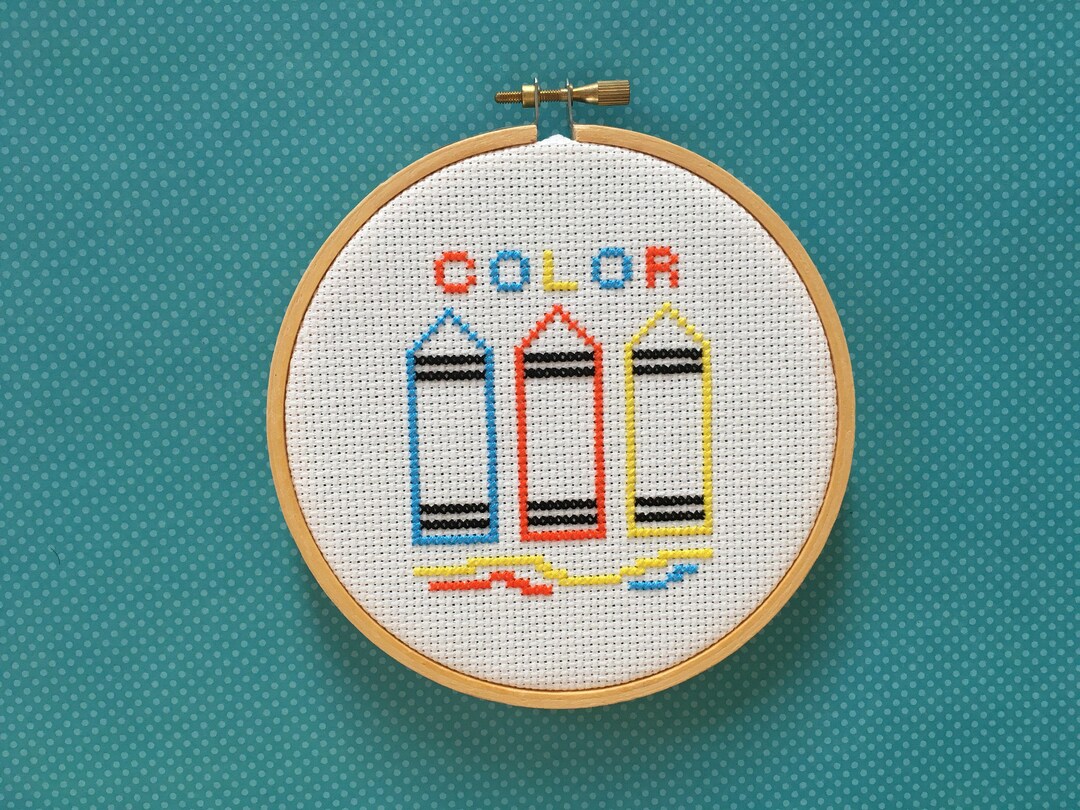 Color Crayons Cross Stitch Pattern Instant Digital Download - Etsy