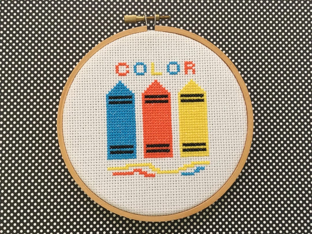 Color Crayon Cross Stitch Pattern, Instant Digital Download PDF - Etsy