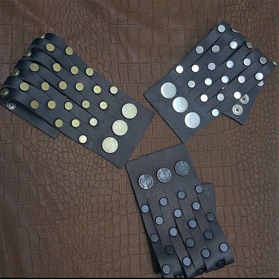 Leather Studded Cuff, Wide Band Bracelet, Black, Personalized ...