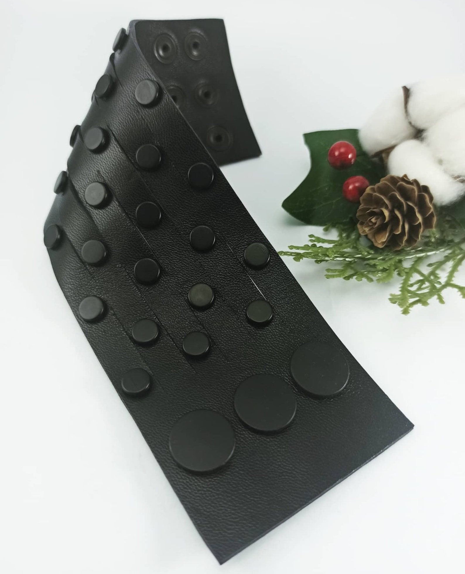 Leather Studded Cuff, Wide Band Bracelet, Black, Personalized ...