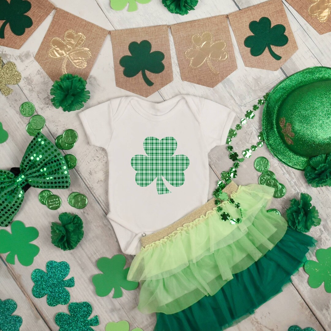 Cute Plaid Clover Infant Body Suit,infant St.patricks Day Shirt, Kiss ...