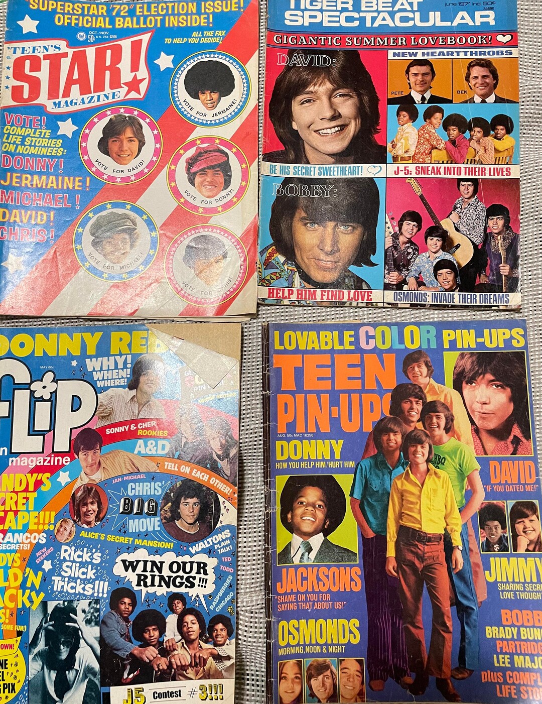QTY 4 1971 Used Vintage Magazine Star, Flip, Teen Pin up and Tiger Beat ...