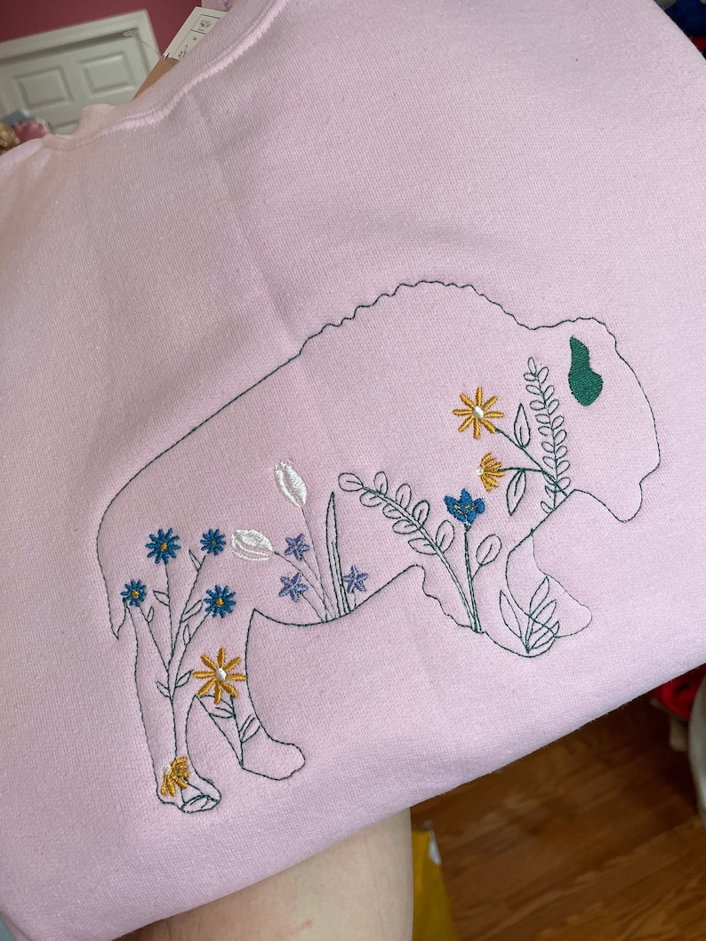 Floral Embroidery Buffalo Crew | Buffalo Sweatshirt | Pastel ...