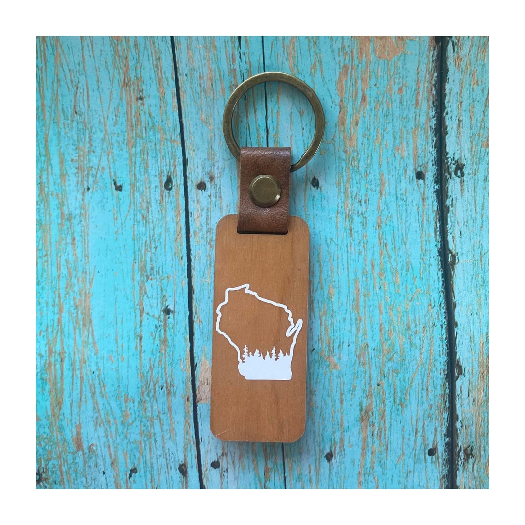 Wisconsin Tree Silhouette Wooden Keychain - Etsy