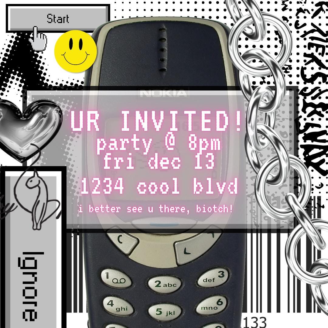 Custom Y2K Themed Party Invitation, Retro Birthday Digital Invite ...