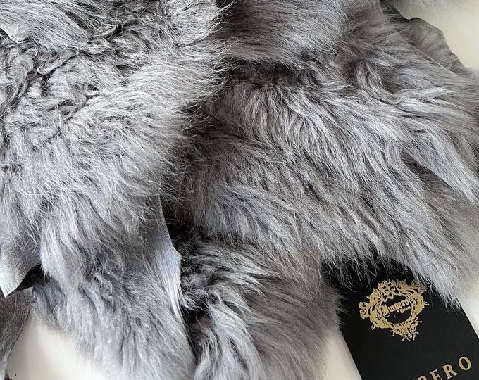 Natural Sheepskin Grey Curly Tigrado Throw Rug Shearling Lambswool ...