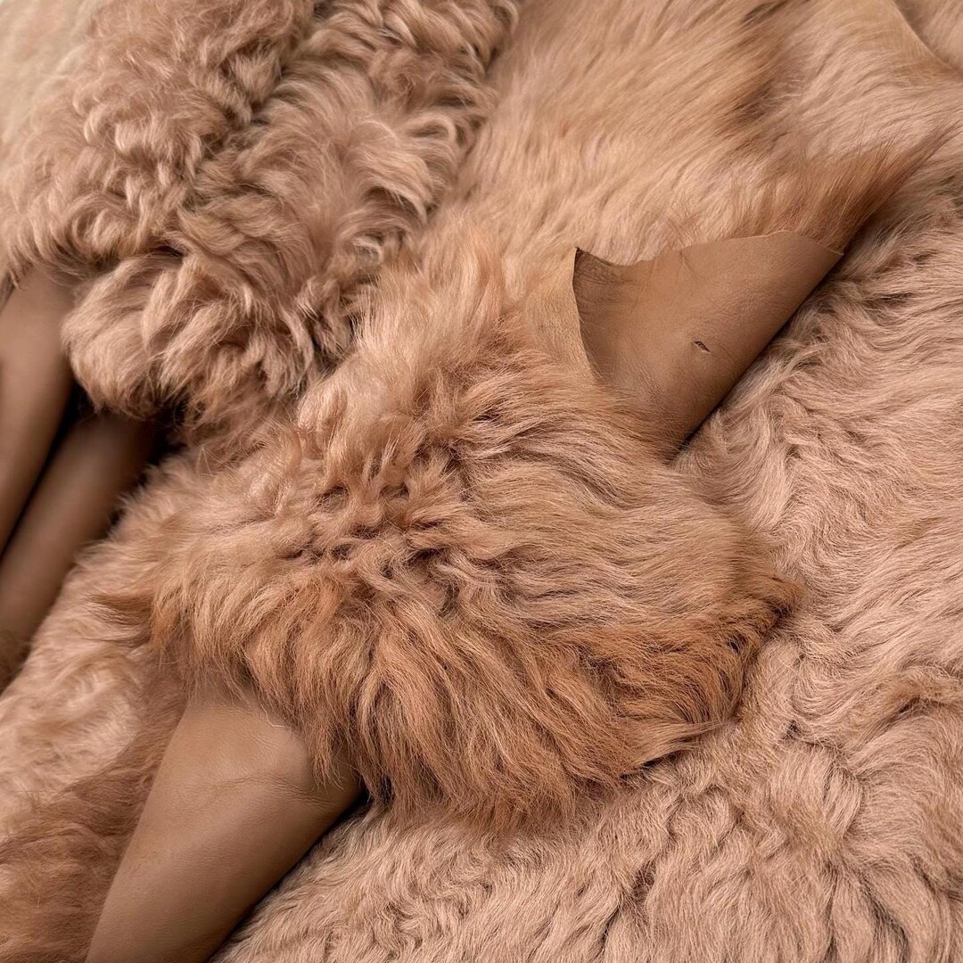 Genuine Caramel Curly Sheepskin Mocha Brown Tigrados | Straight Wool ...