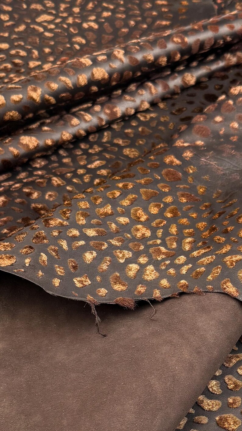 Hair-on Calf Hide | Burnt Orange & Copper Leopard Print | Small ...
