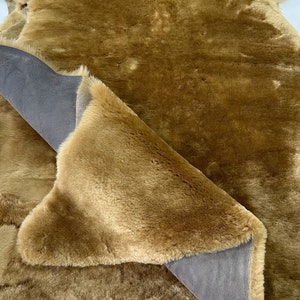 Genuine Tobacco Tan Merino Sheepskin Double Faced Natural Shearling for ...