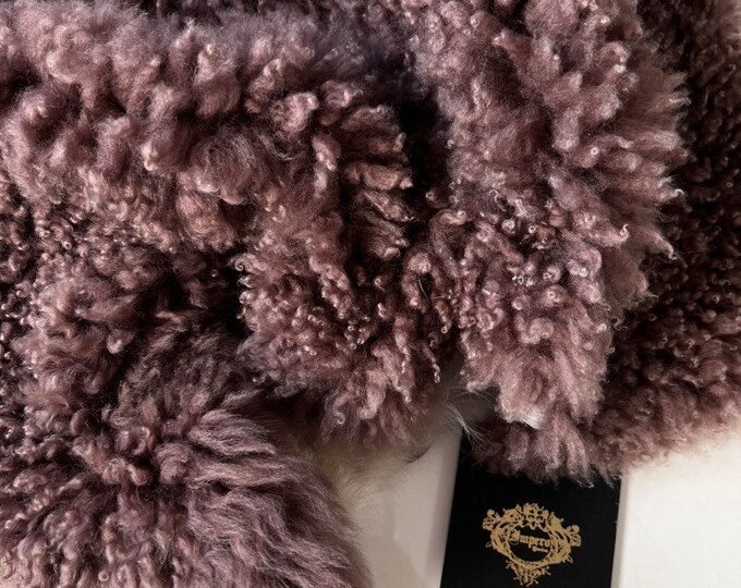 Genuine Natural Sheepskin Light Brown Mauve Curly Tigrado Throw Rug ...