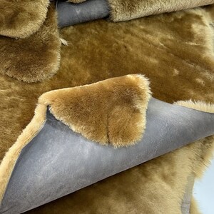 Genuine Tobacco Tan Merino Sheepskin Double Faced Natural Shearling for ...
