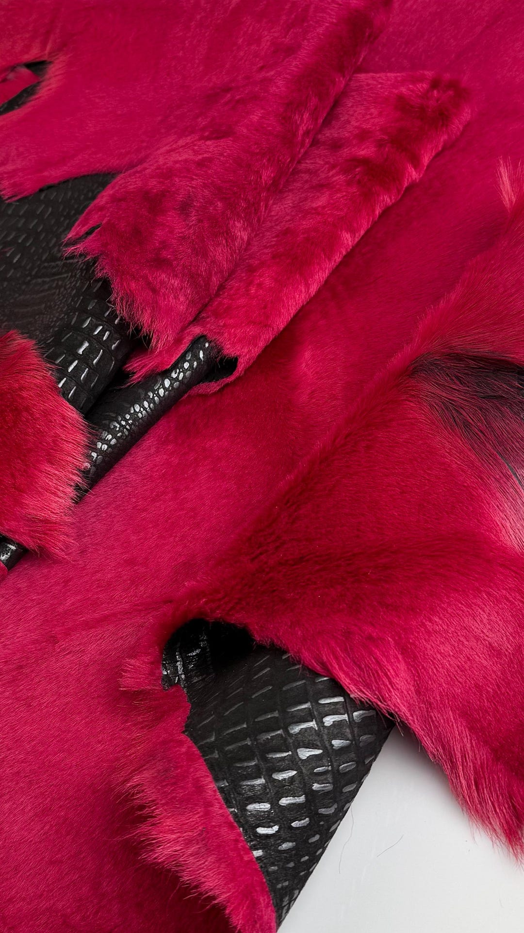 Hot Pink Sheepskin Hide With Croc Embossed Leather Back for Crafts ...